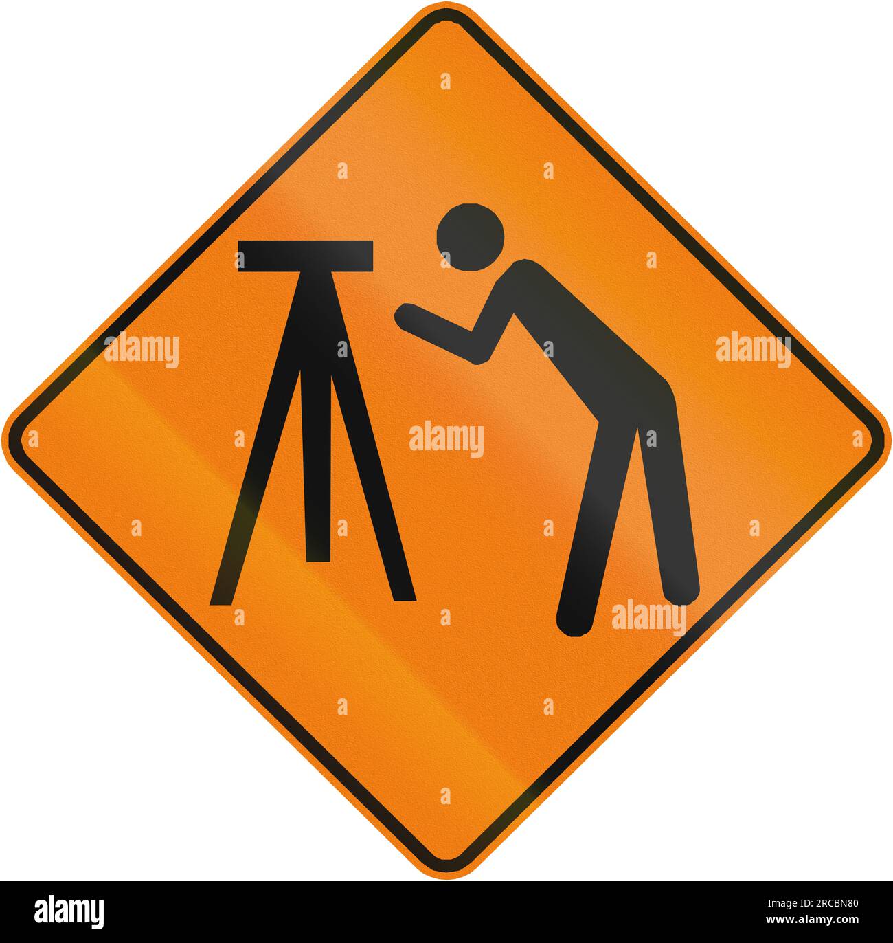 Temporary/Works road sign in Quebec, Canada - Surveying Stock Photo - Alamy