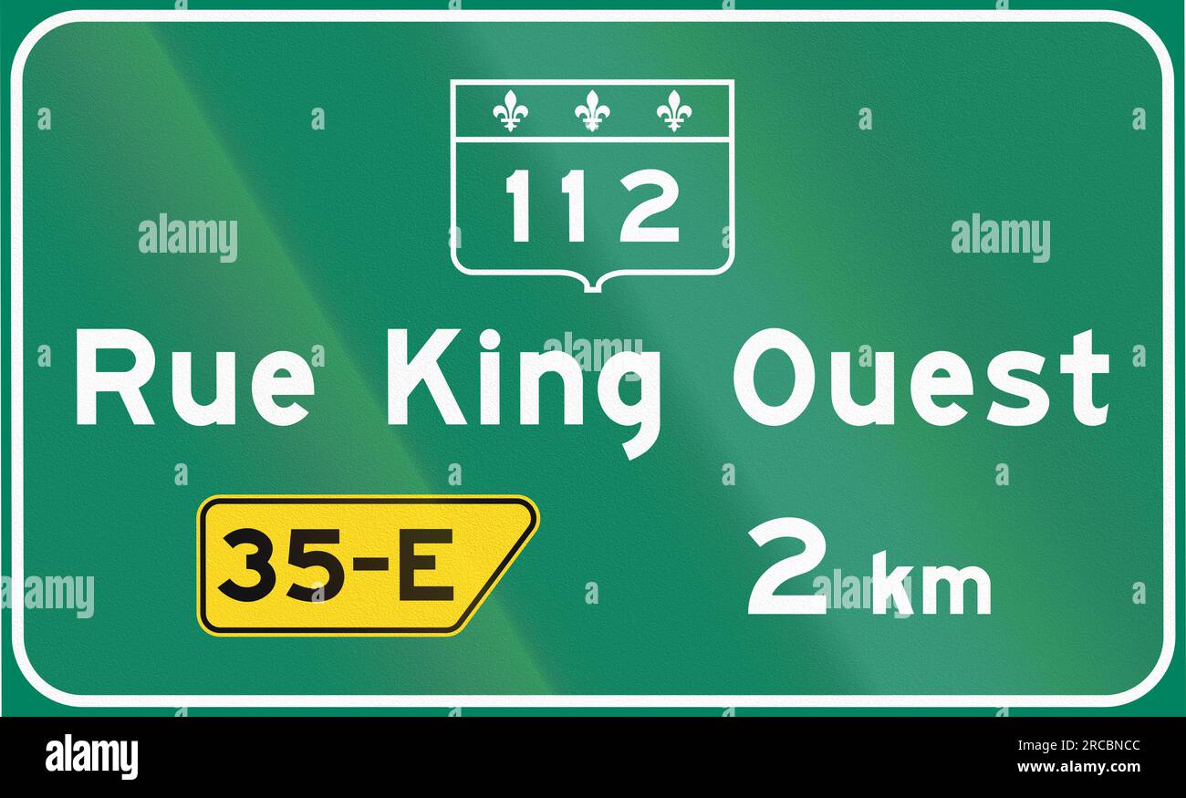 Guide and information road sign in Quebec, Canada - Highway exit sign ...