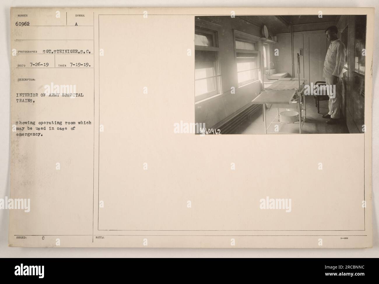 Interior view of an Army hospital train showcasing its operating room ...