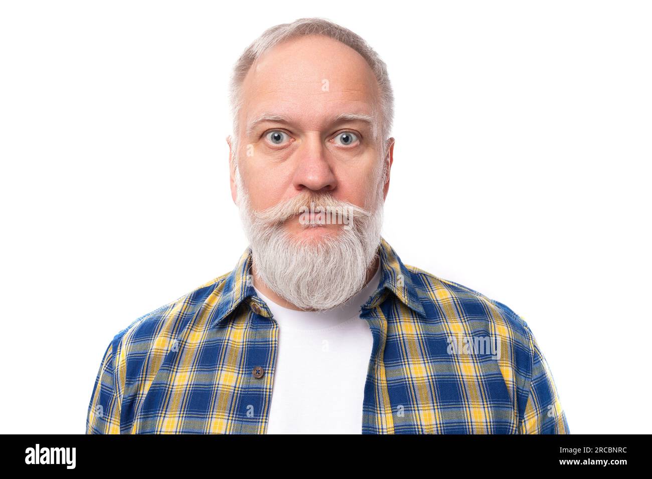 well-groomed 60s middle-aged gray-haired retired man with mustache and beard Stock Photo - Alamy