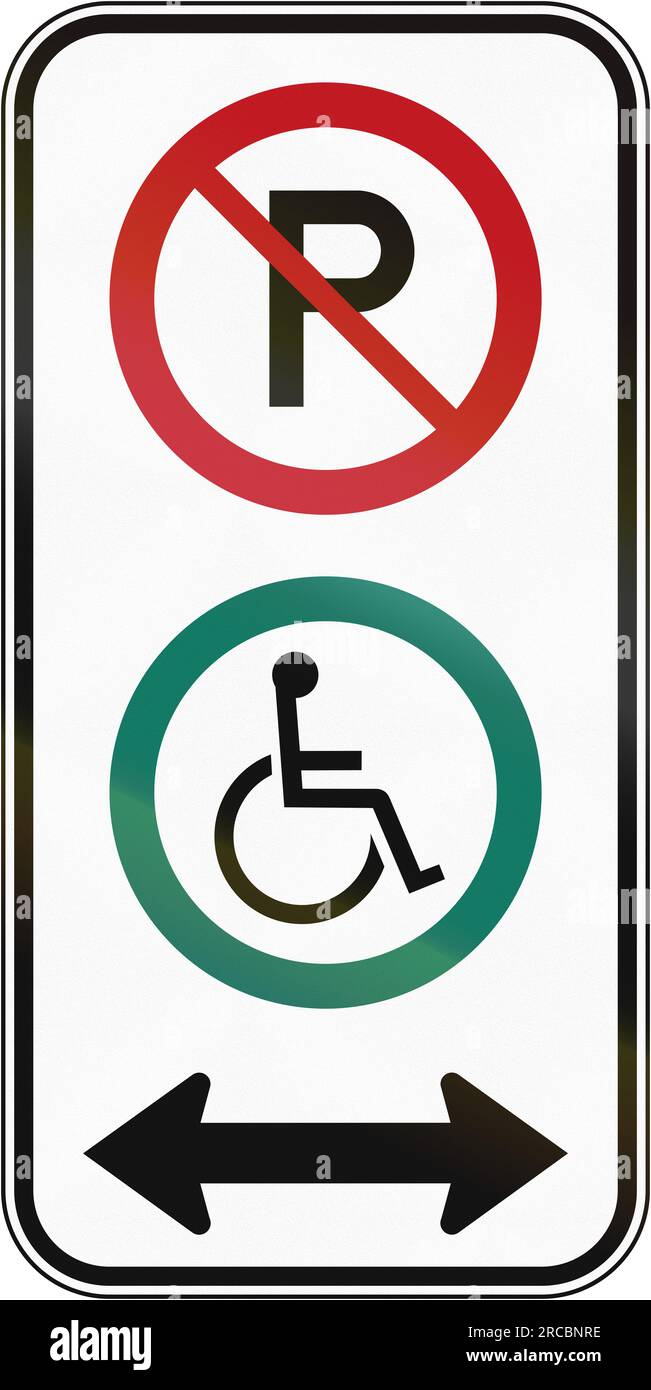 Canadian road sign - Disabled parking in both directions. This sign is ...