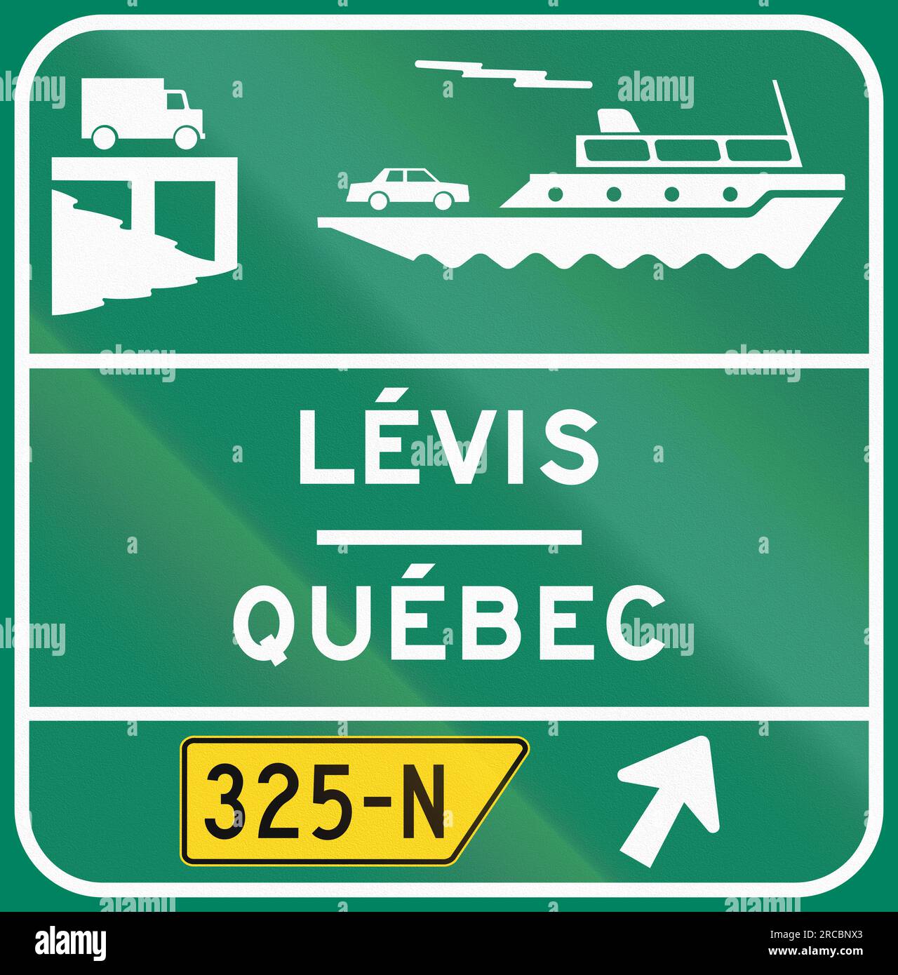 Guide and information road sign in Quebec, Canada - Car Ferry Stock ...