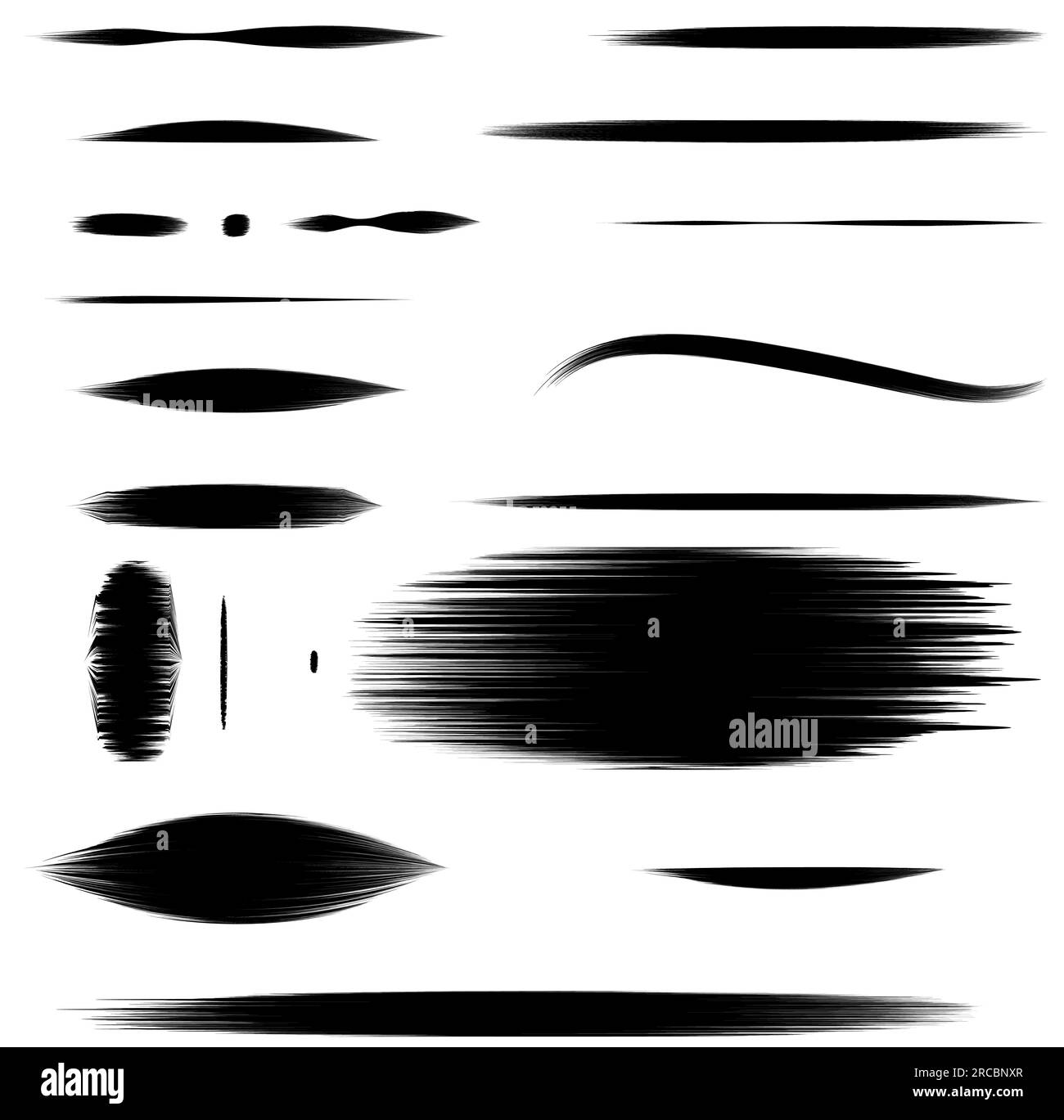 Various black shapes and lines on a white isolated background. Doodles ...