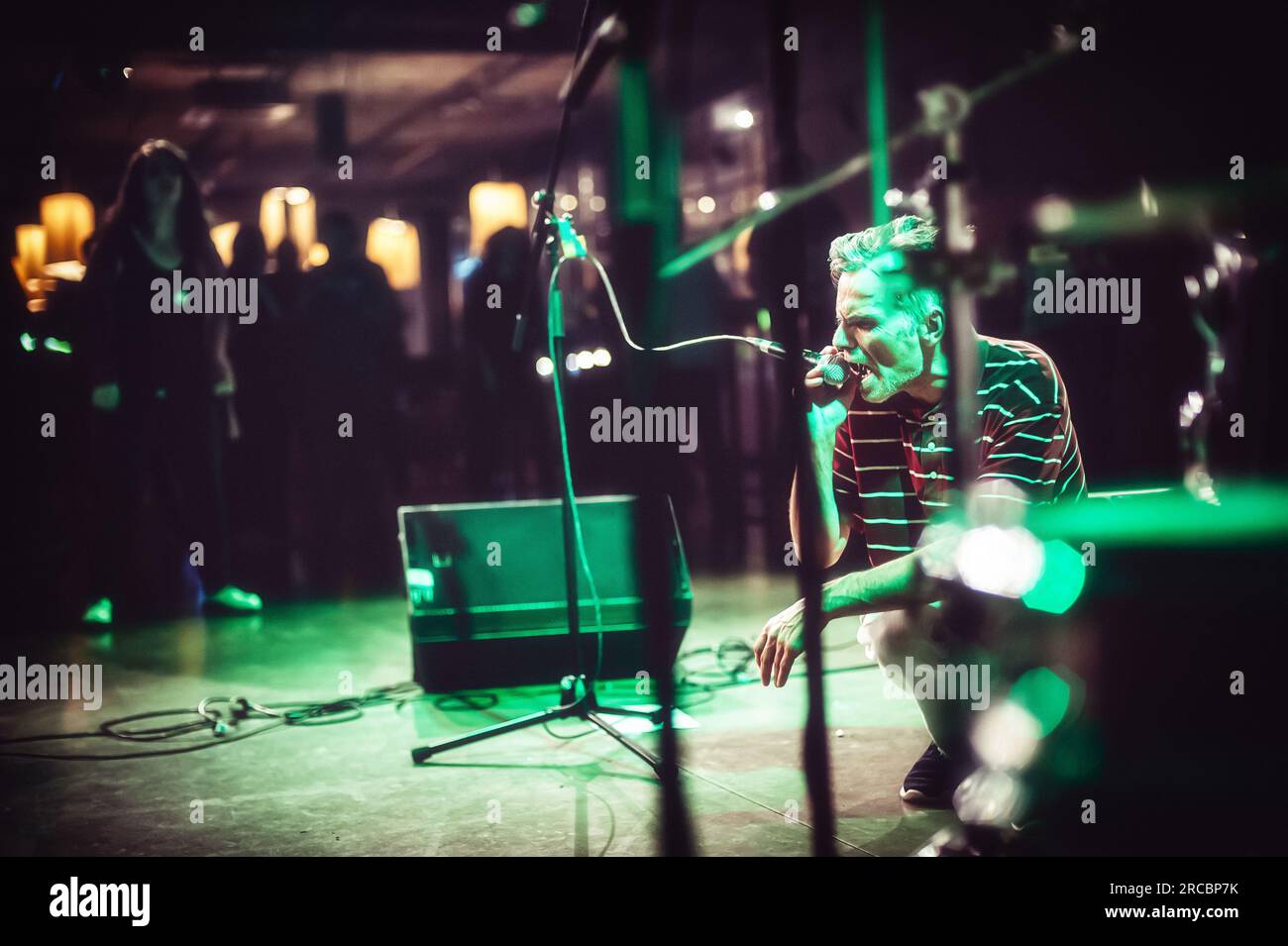 Singer artist performer close-up portrait during live performance on a ...
