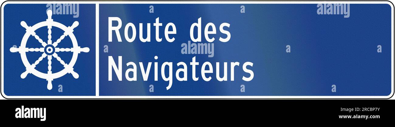 Guide and information road sign in Quebec, Canada - Route of sailors ...