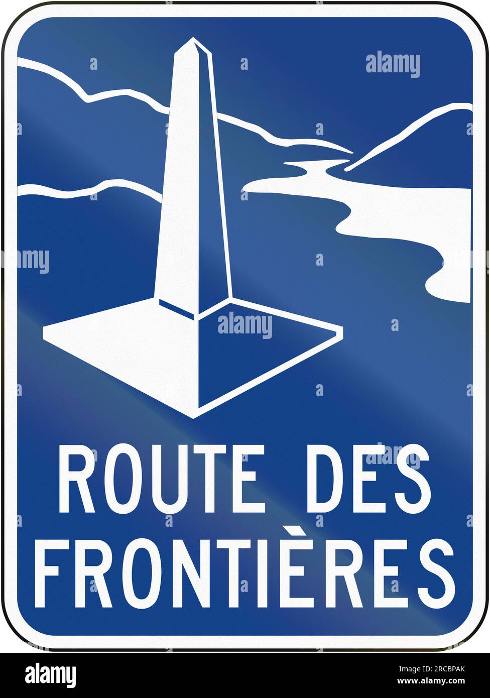Guide and information road sign in Quebec, Canada - Border route Stock ...
