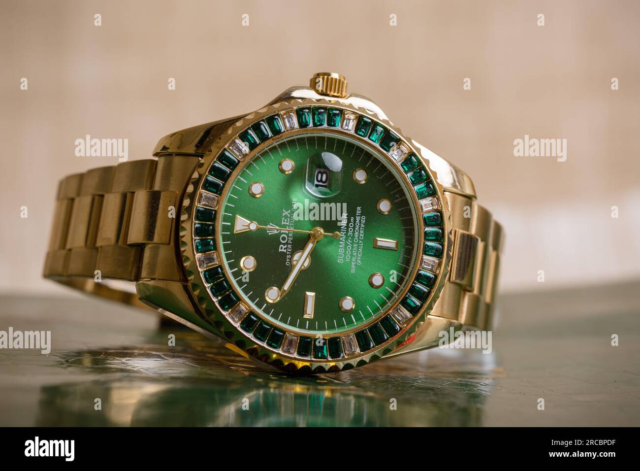 Hand wrist watch chronograph classic designer time clock Stock Photo ...