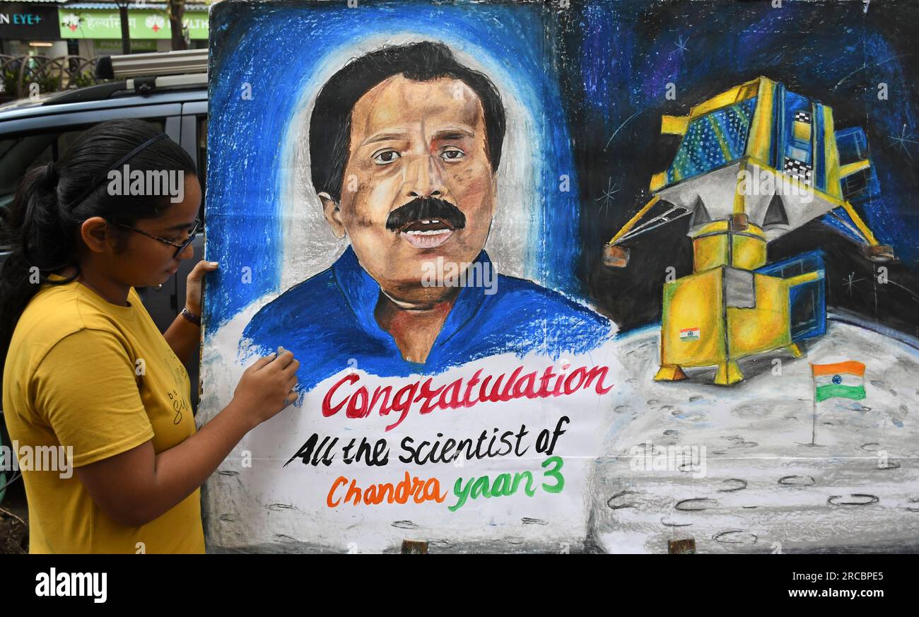 A student makes a painting congratulating Sreedhara Panicker Somnath ...