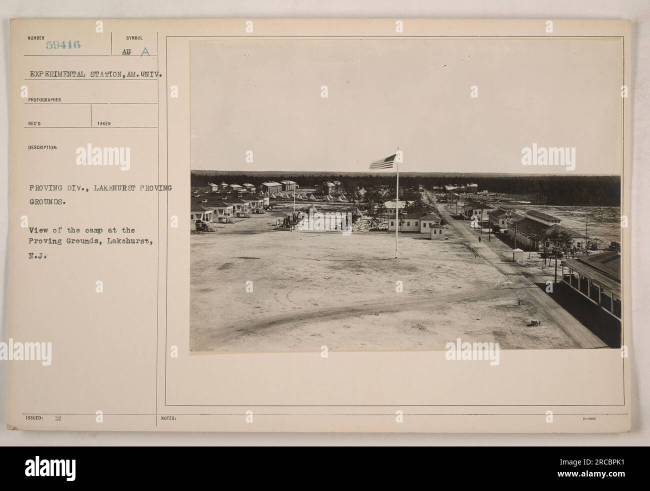 View of the camp at the Proving Grounds, Lakehurst, New Jersey. The ...