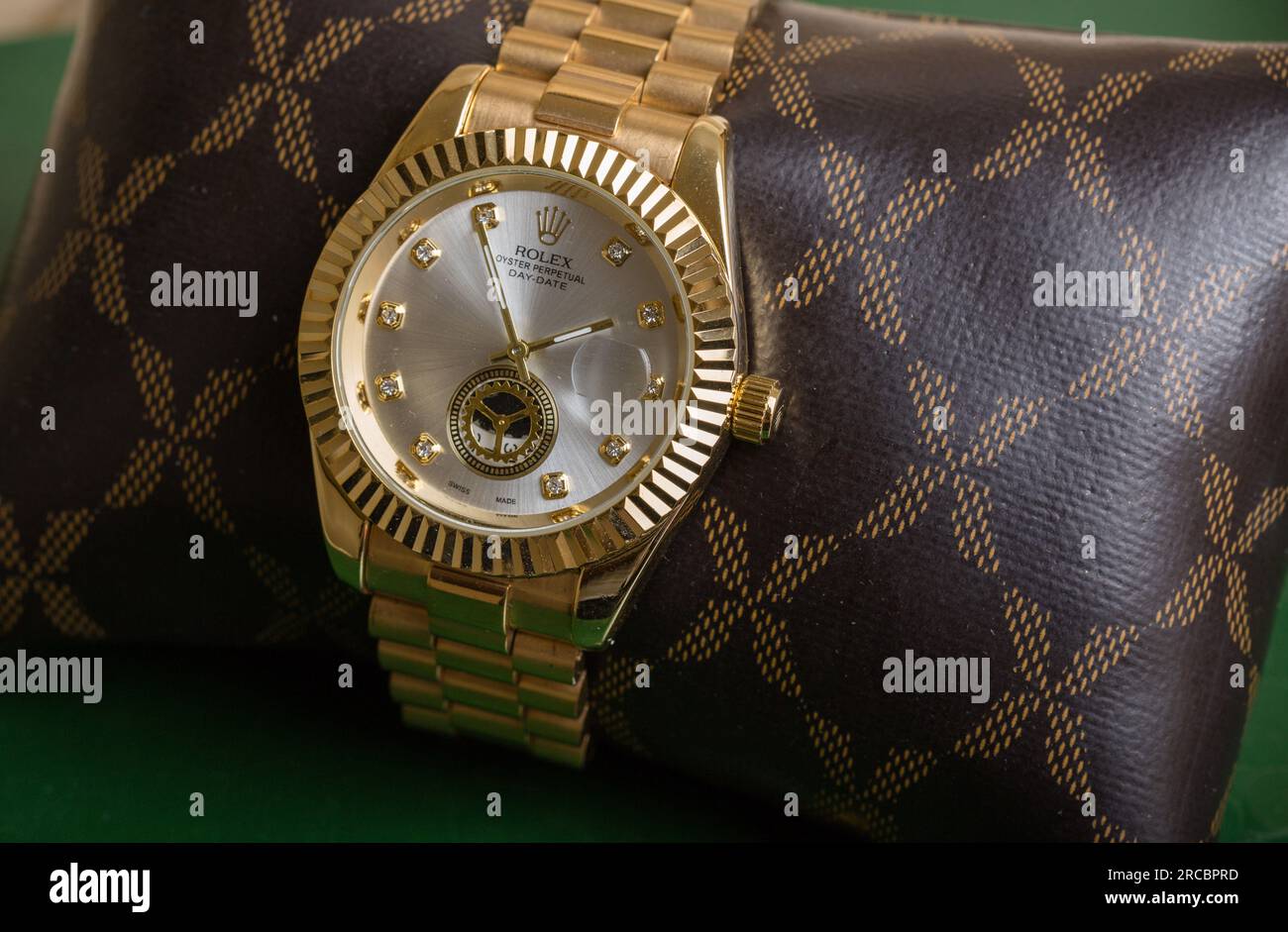 Hand wrist watch chronograph classic designer time clock Stock Photo ...