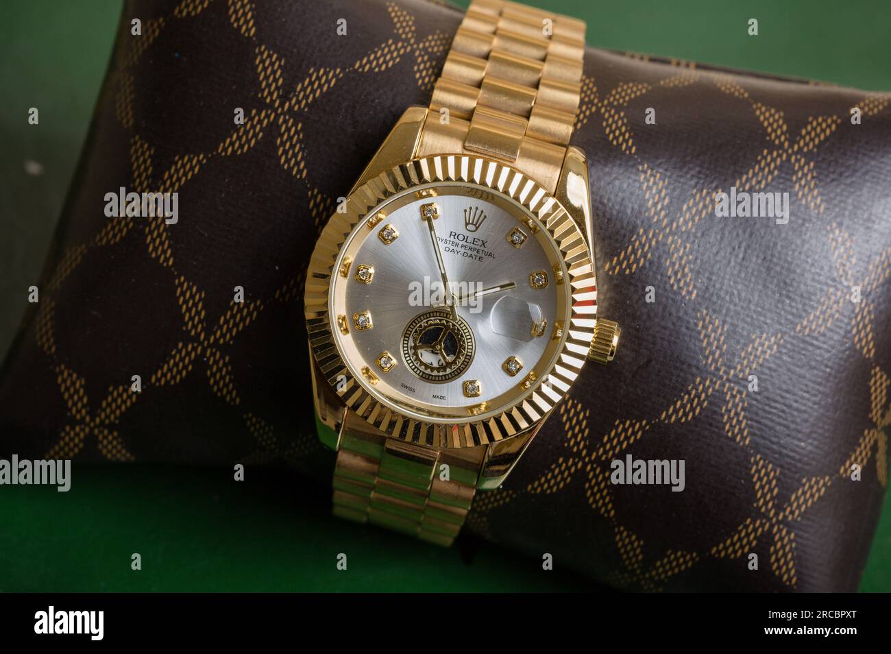 Hand wrist watch chronograph classic designer time clock Stock Photo ...