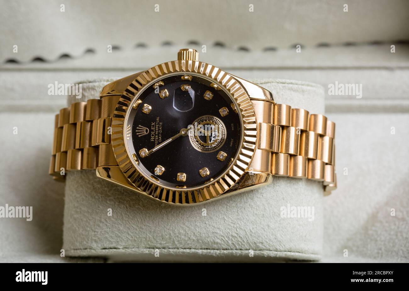 Hand wrist watch chronograph classic designer time clock Stock Photo ...