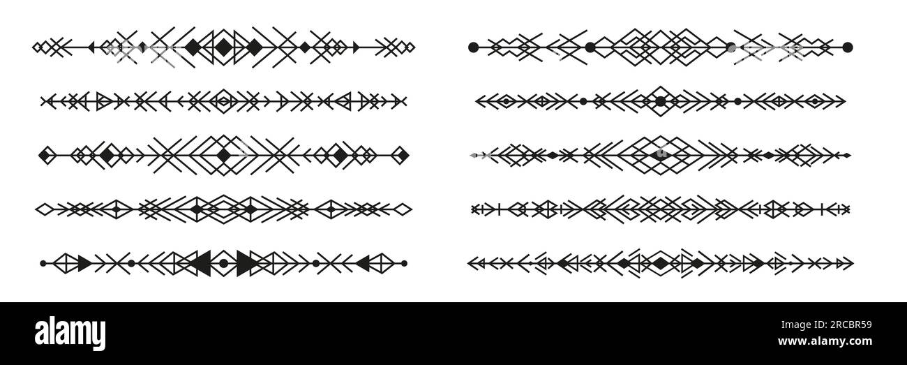 Tribal dividers, borders and delimiters, vignettes and separators with ...