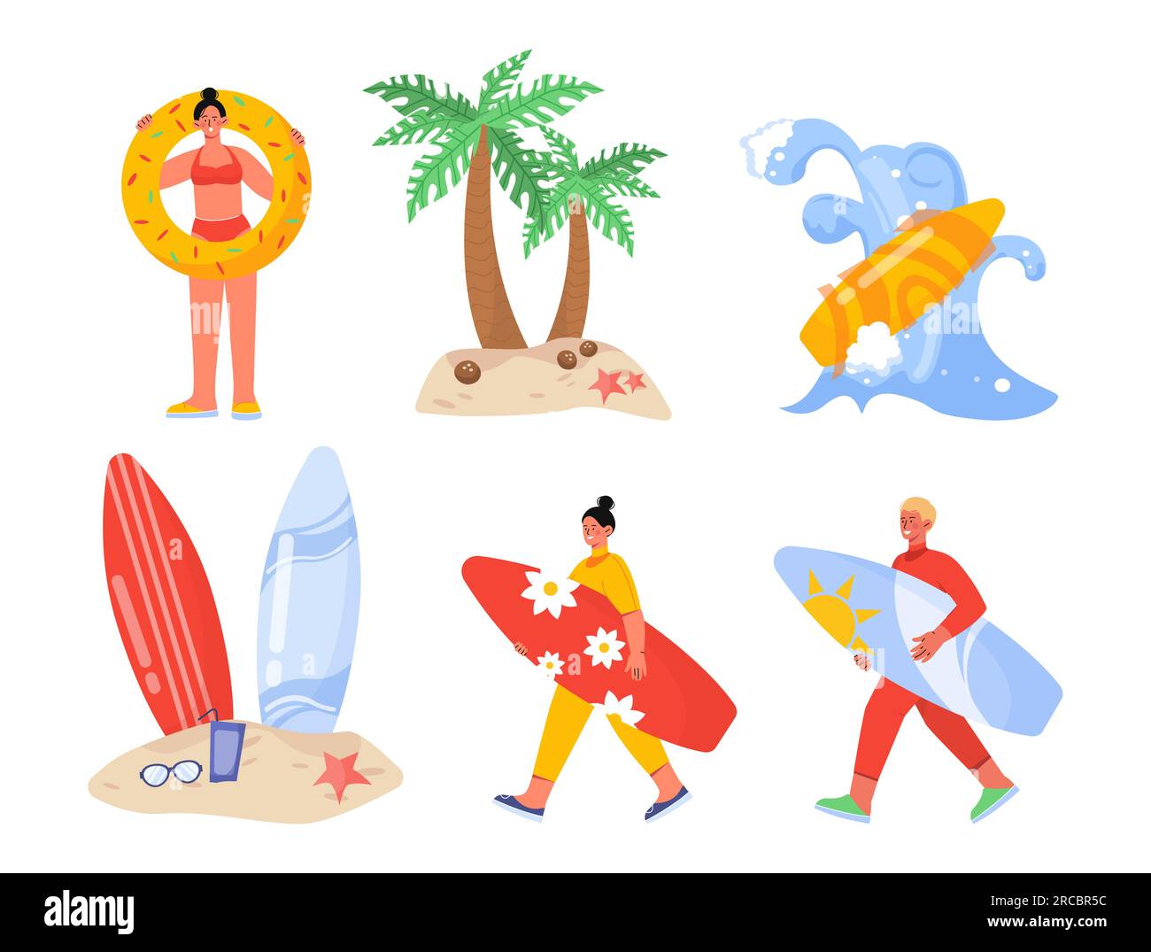 Stickers with beach elements set Stock Vector Image & Art - Alamy