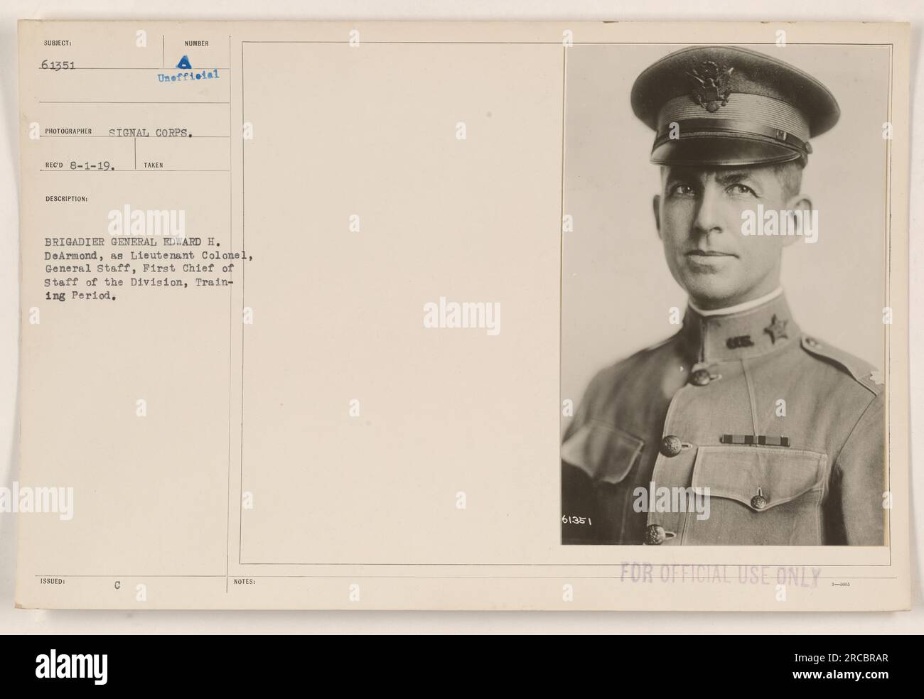 Brigadier General Edward H. DeArmond, in his previous role as ...