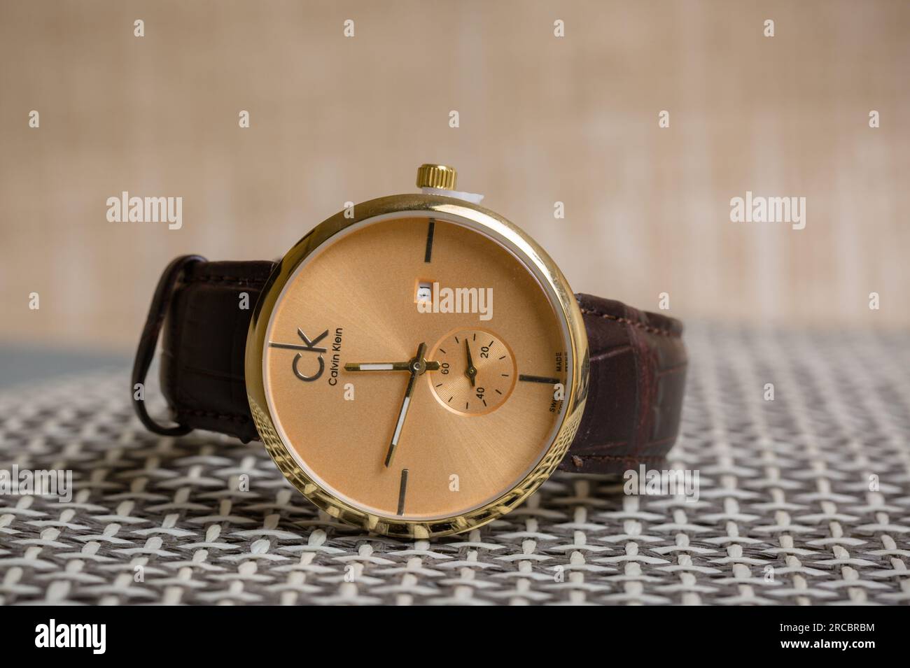 Hand wrist watch chronograph classic designer time clock Stock Photo ...
