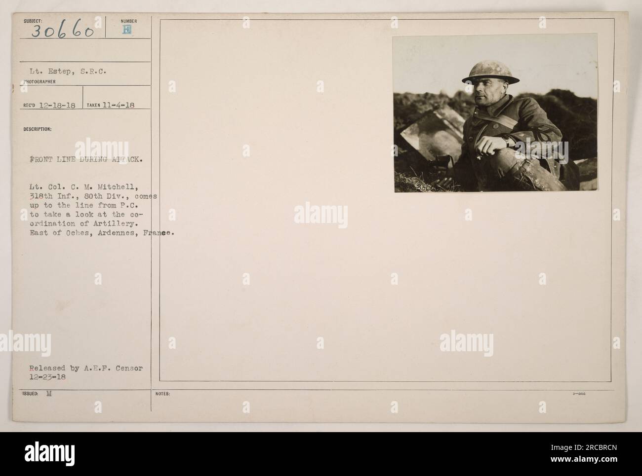 Lt. Col. C. M. Mitchell, 318th Inf., 80th Div., observes the ...
