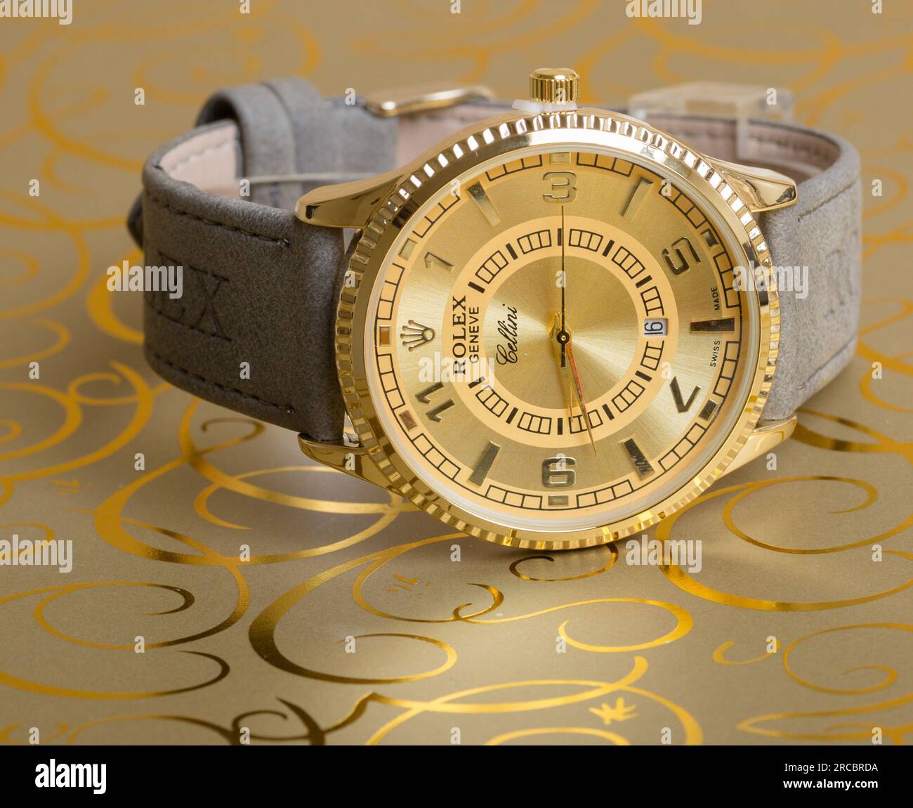 Hand wrist watch chronograph classic designer time clock Stock Photo ...