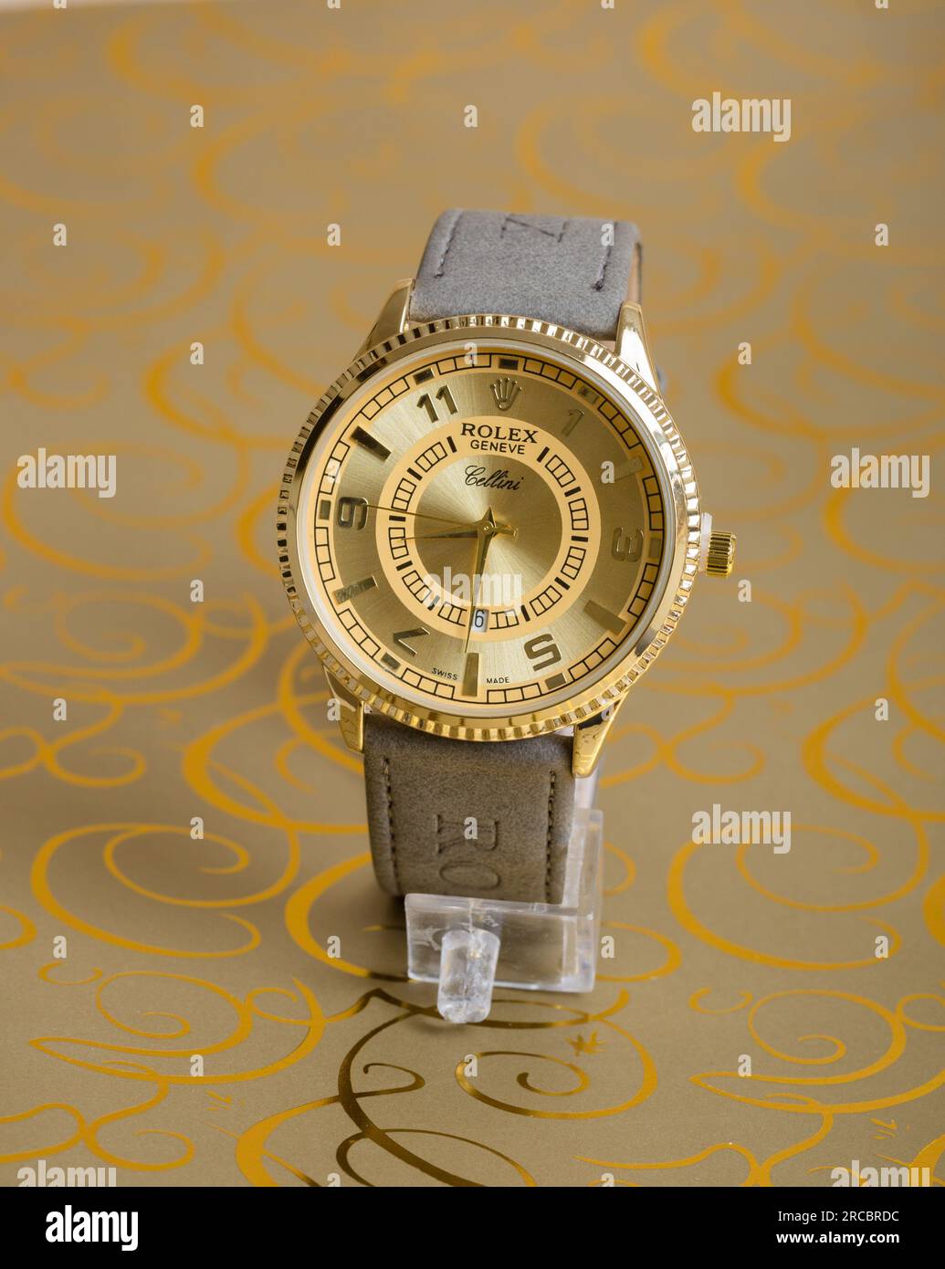 Hand wrist watch chronograph classic designer time clock Stock Photo ...