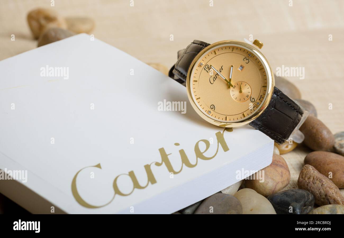 Hand wrist watch chronograph classic designer time clock Stock Photo ...