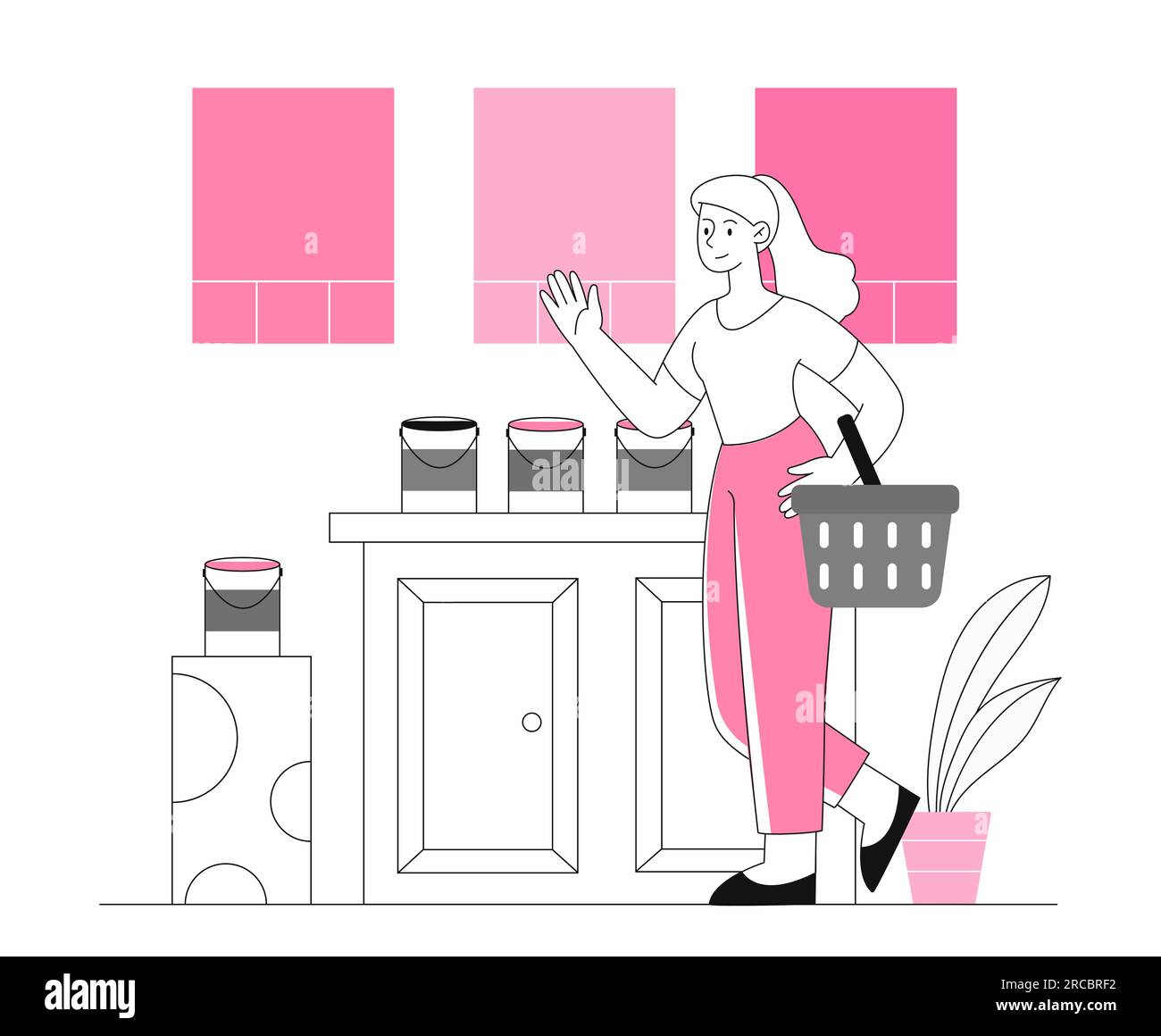 Woman thinking holding paint Stock Vector Images - Alamy