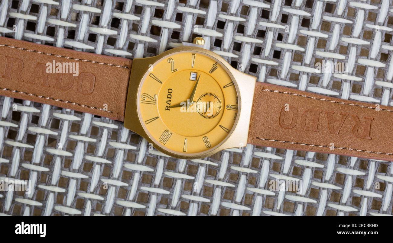 Hand wrist watch chronograph classic designer time clock Stock Photo ...