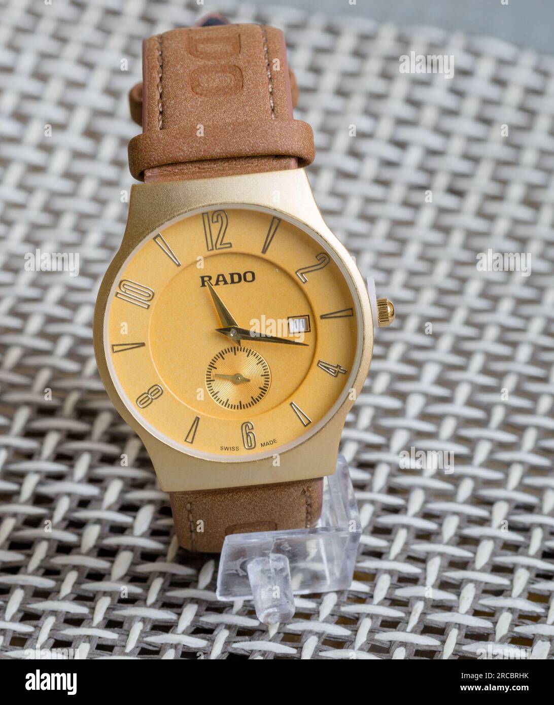 Hand wrist watch chronograph classic designer time clock Stock Photo ...