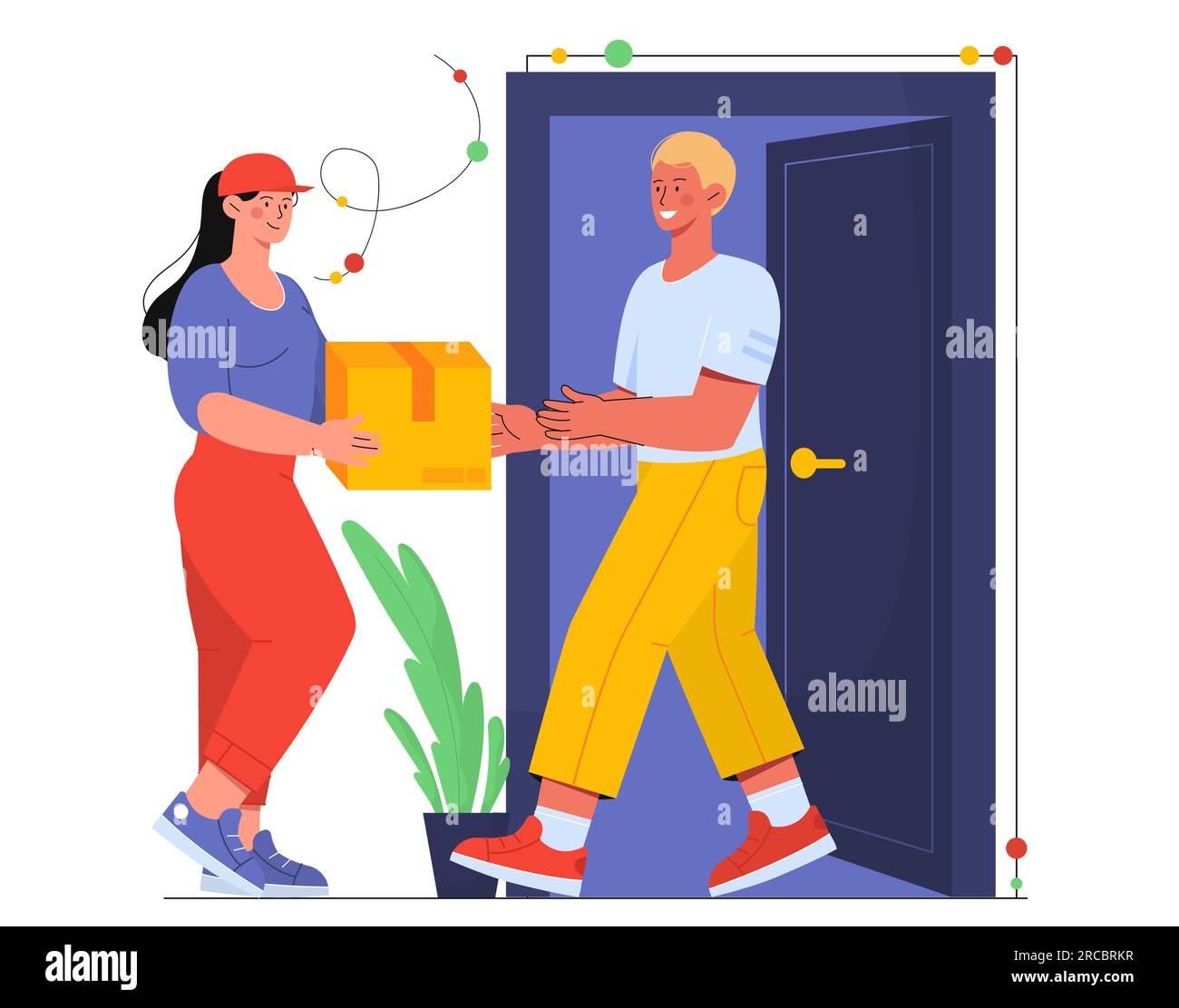 Woman courier cardboard parcel Cut Out Stock Images & Pictures - Alamy