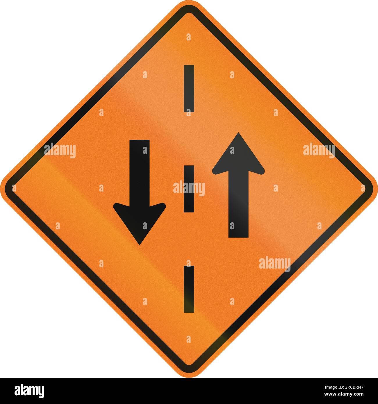 Temporary warning road sign in Canada - Opposing traffic. This sign is ...