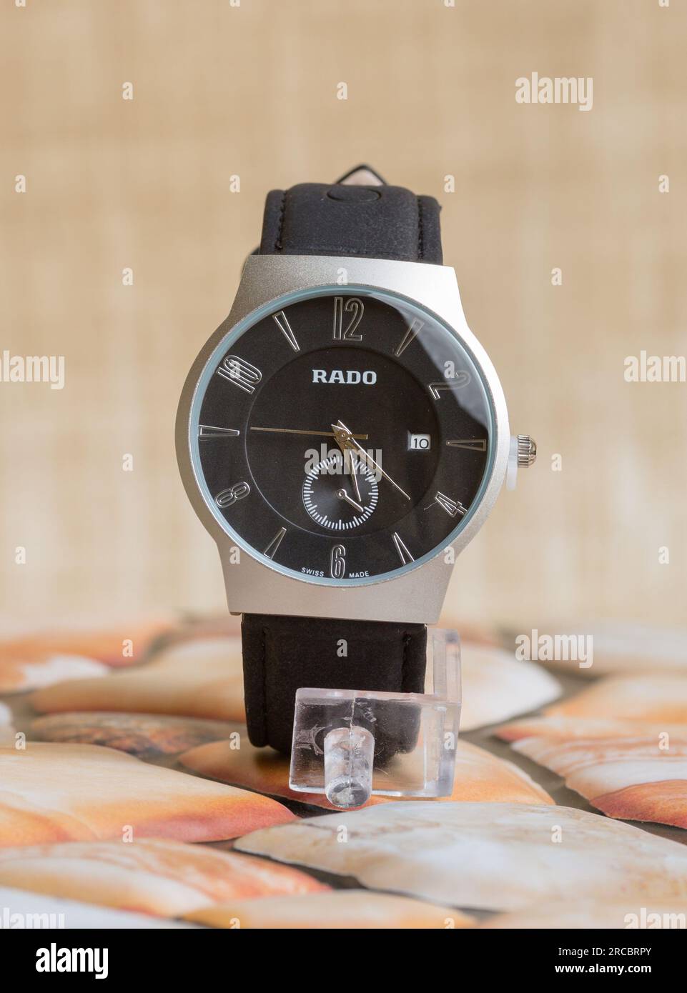 Hand wrist watch chronograph classic designer time clock Stock Photo ...