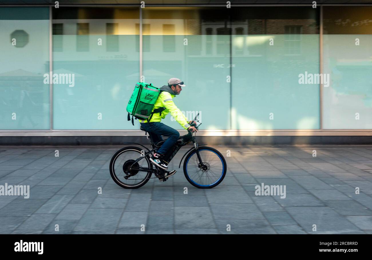 Uber Eats bicycle food delivery man in Liverpool Stock Photo - Alamy