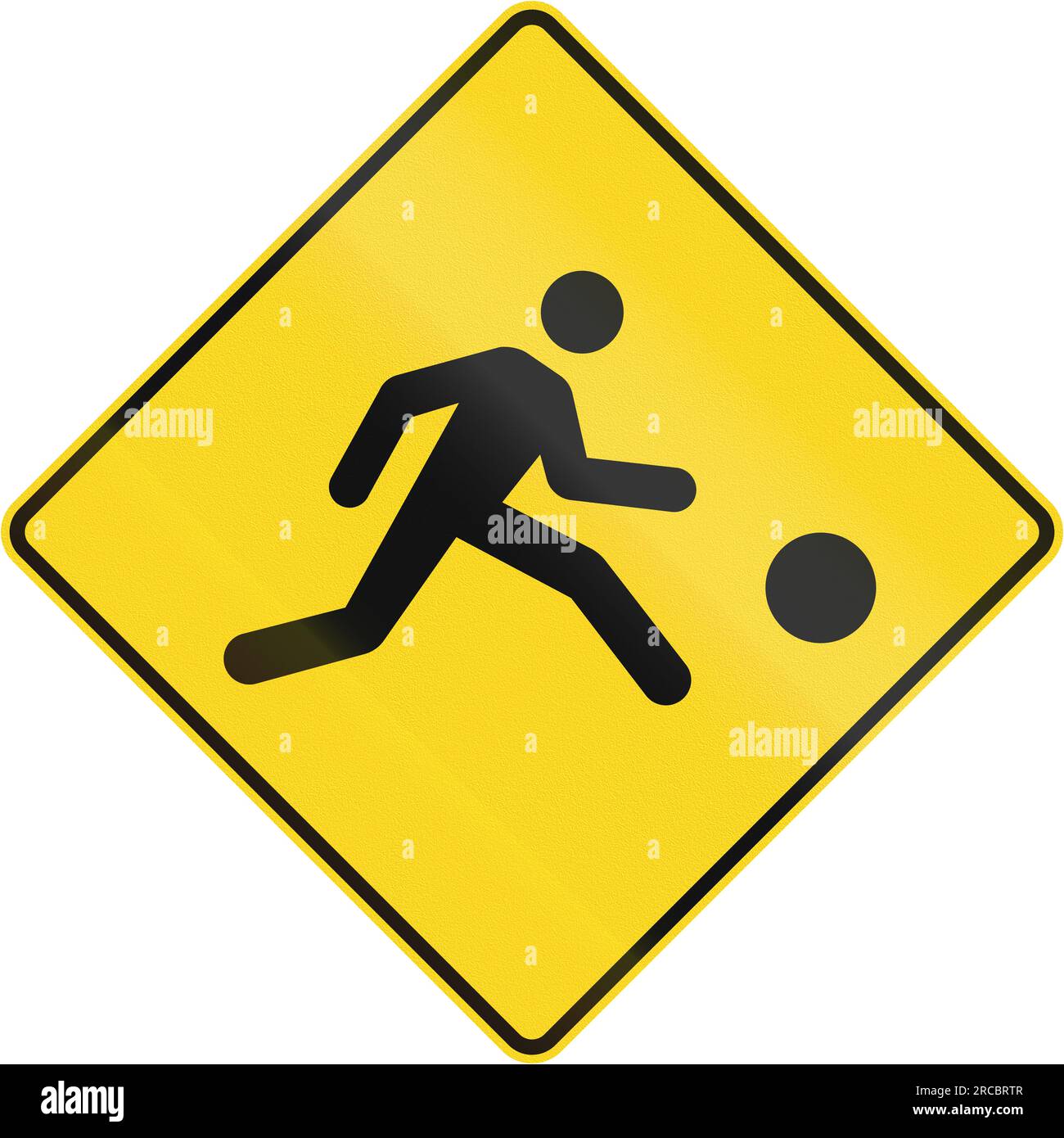 Warning road sign in Canada - Playing children. This sign is used in ...