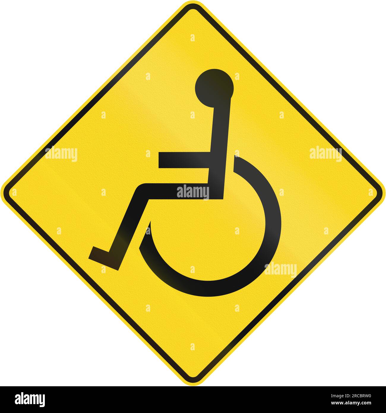 Warning road sign in Canada - Disabled. This sign is used in Quebec ...
