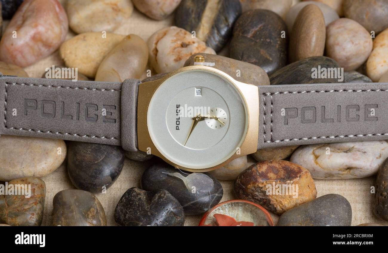 Hand wrist watch chronograph classic designer time clock Stock Photo ...