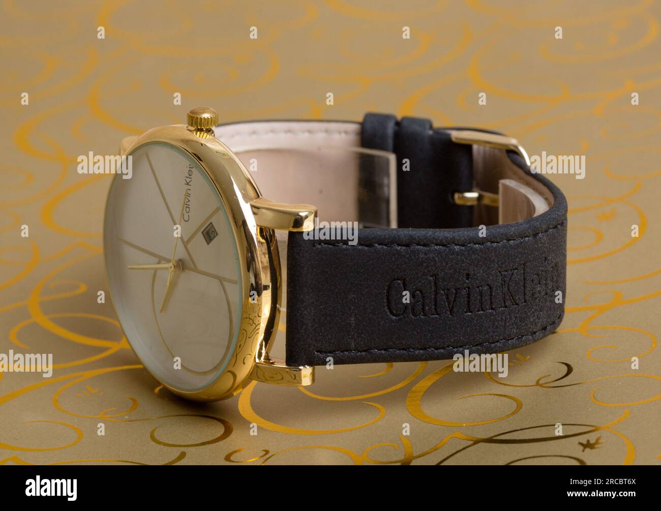 Hand wrist watch chronograph classic designer time clock Stock Photo ...