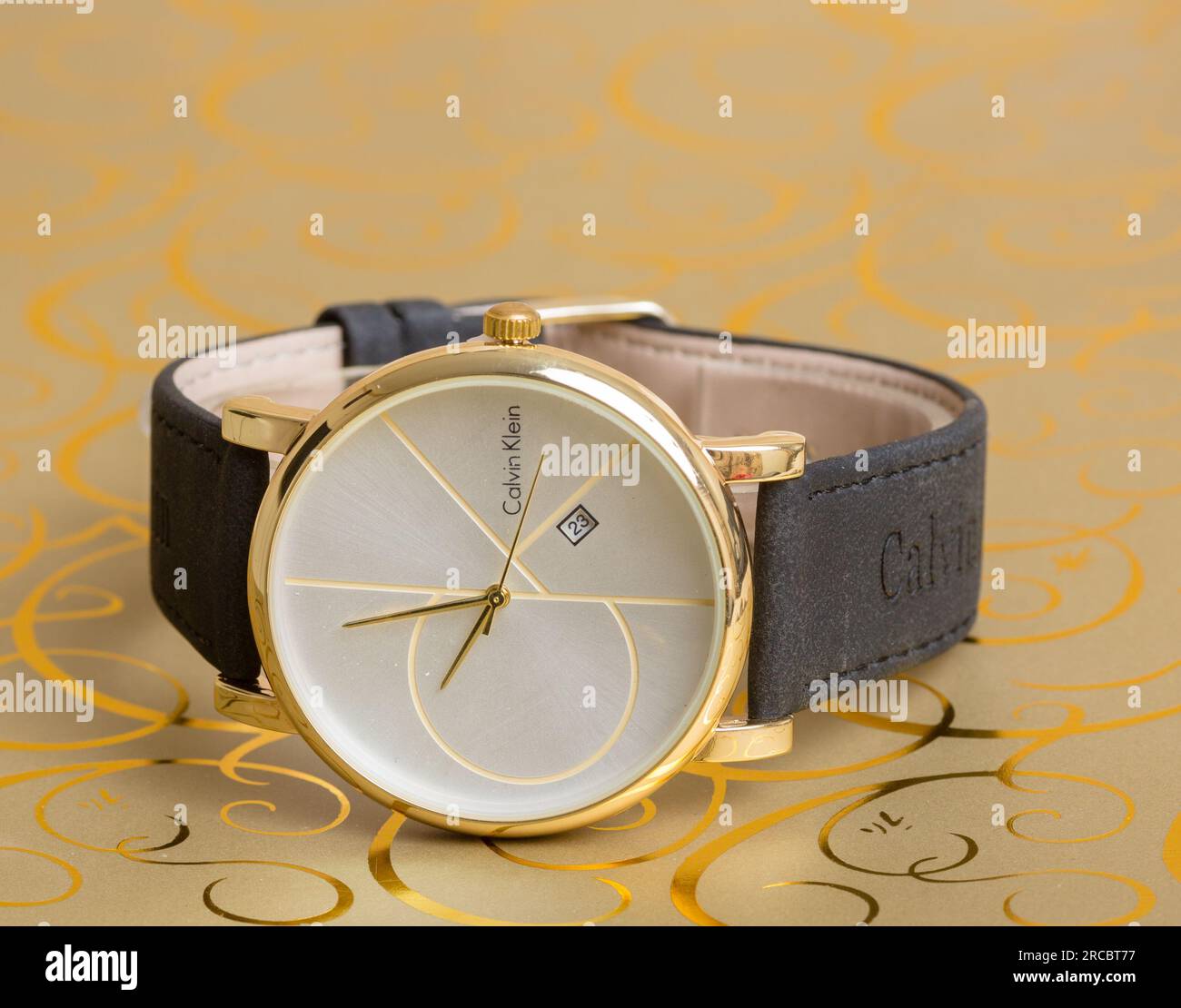 Hand wrist watch chronograph classic designer time clock Stock Photo ...