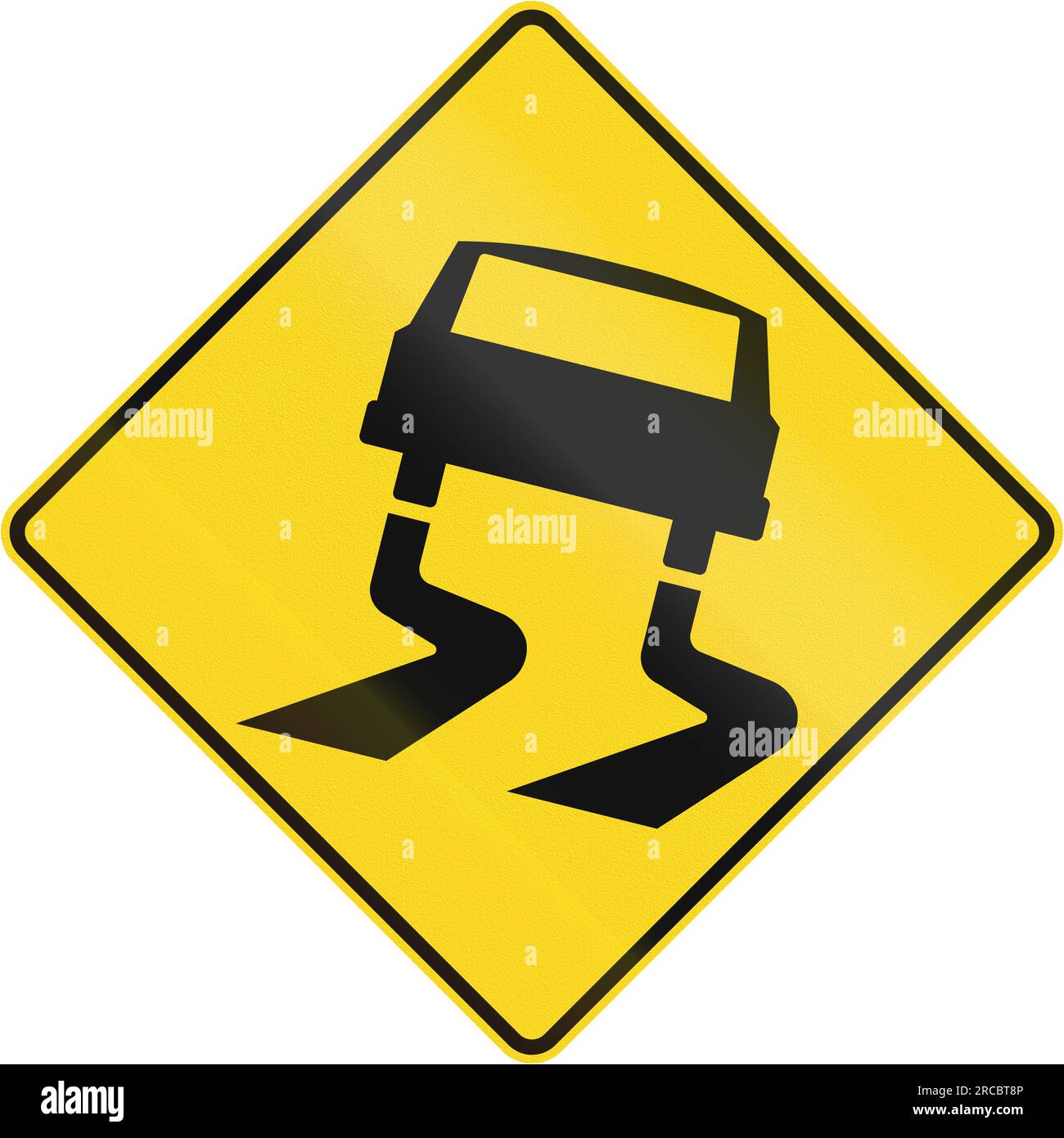 Canadian road warning sign: Slippery when wet. This sign is used in ...
