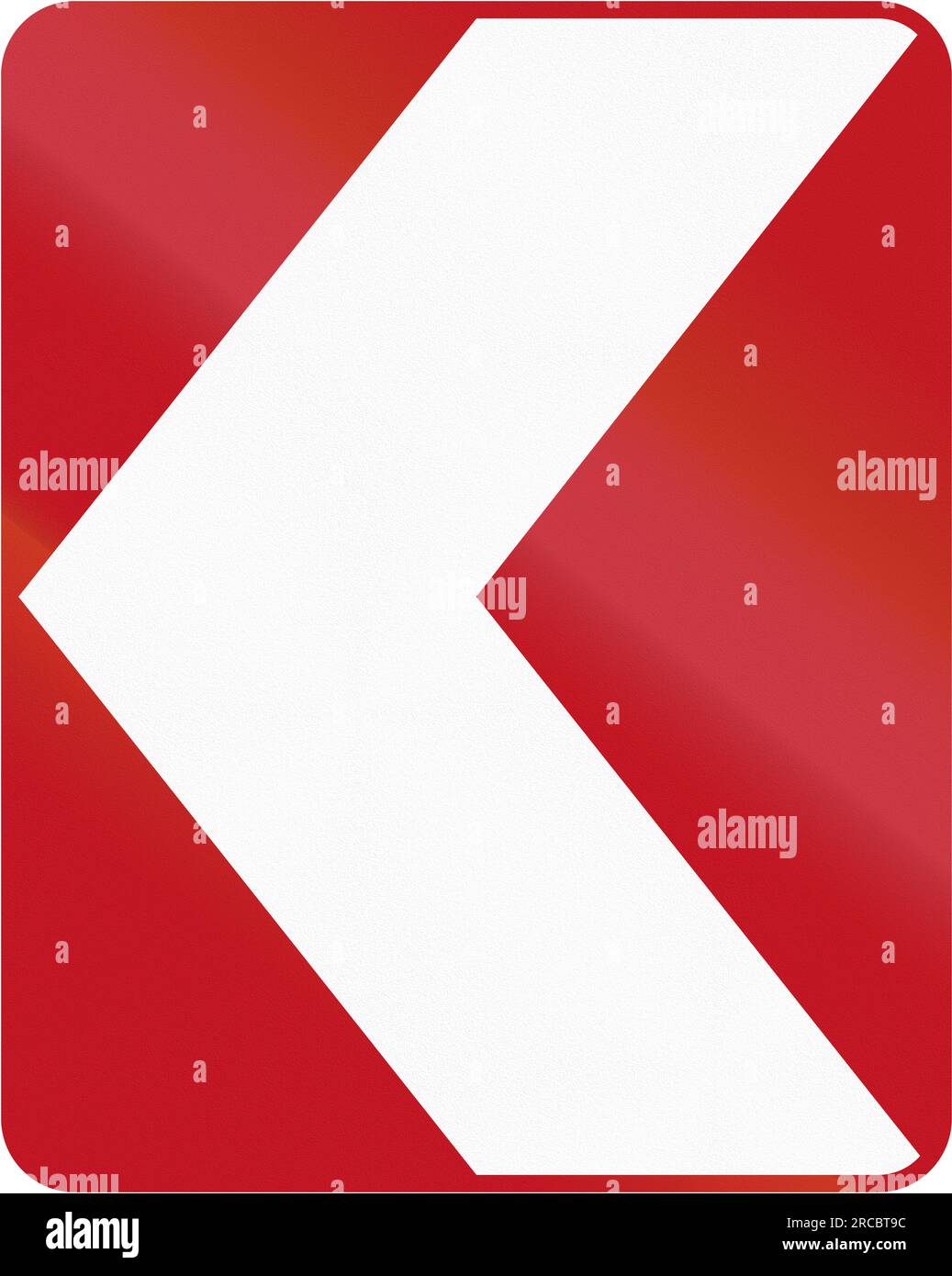 Warning road sign in Quebec, Canada - Single chevron to the left Stock ...