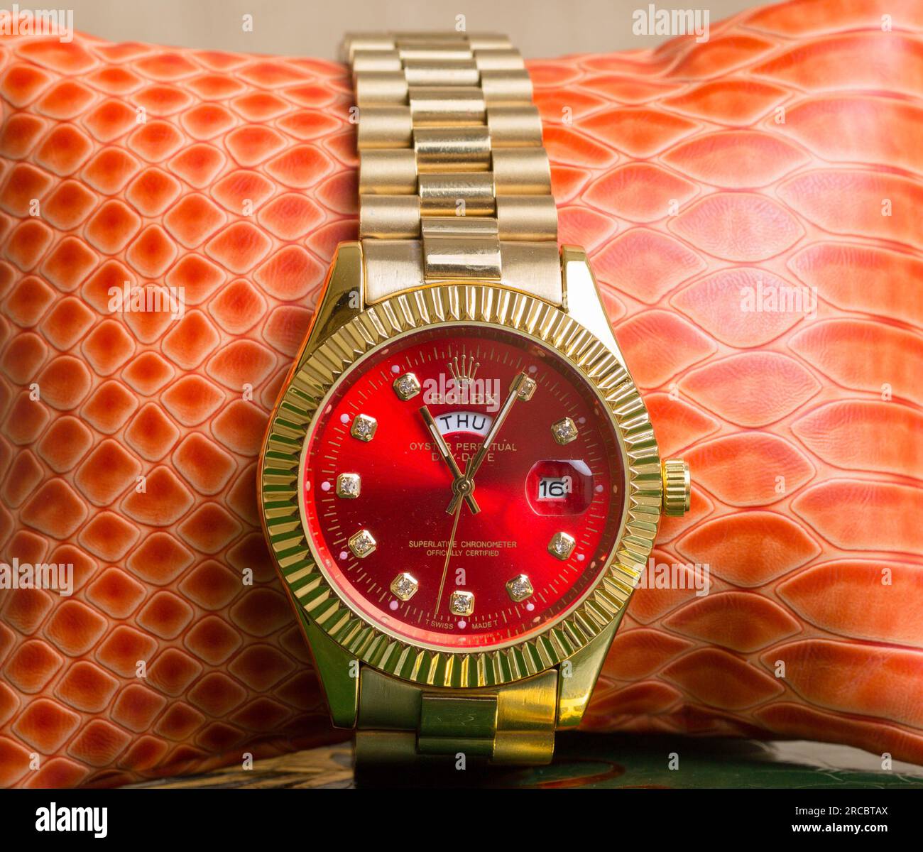 Hand wrist watch chronograph classic designer time clock Stock Photo ...