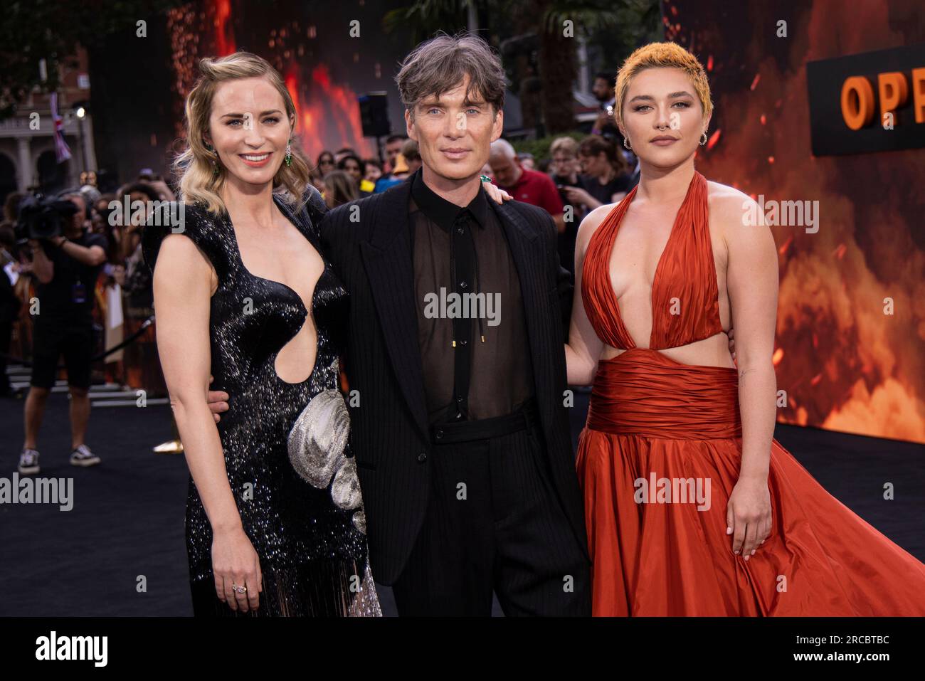 Emily Blunt, from left, Cillian Murphy and Florence Pugh pose for ...