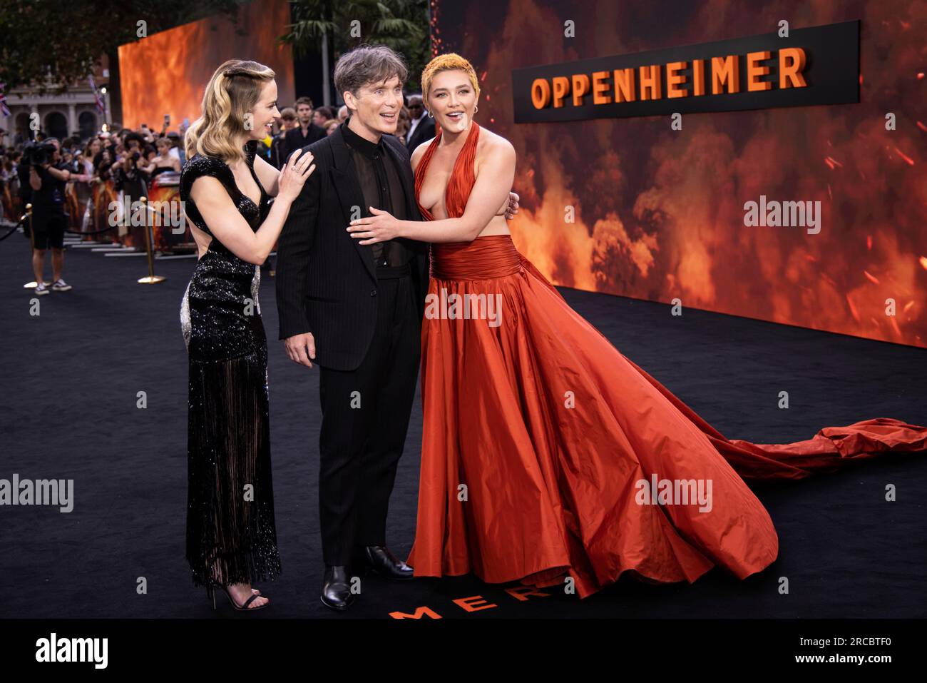 Emily Blunt, from left, Cillian Murphy and Florence Pugh pose for ...
