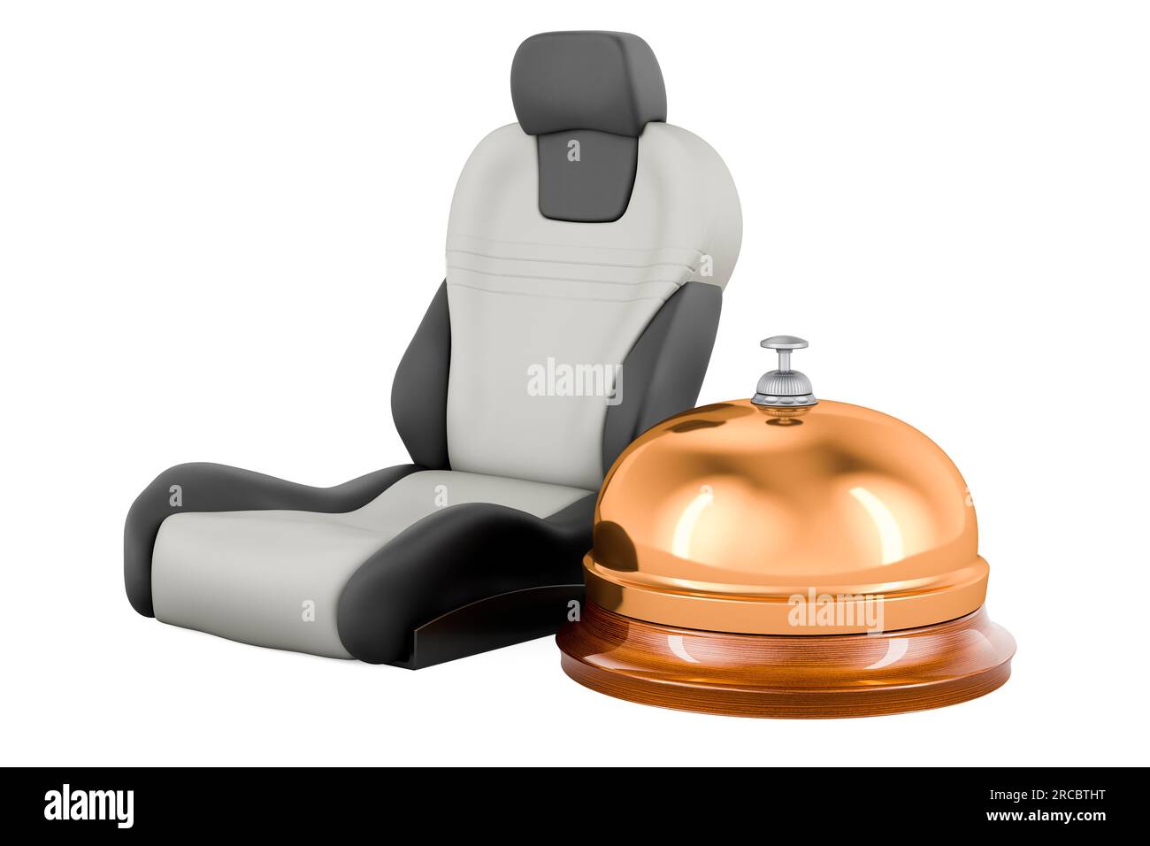 Leather bucket seat auto with reception bell. 3D rendering isolated on ...