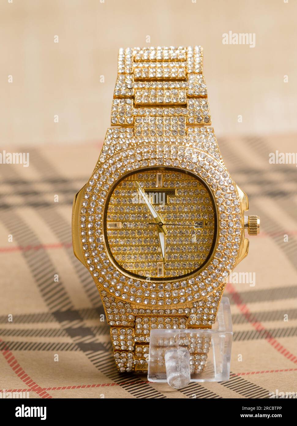 Hand wrist watch chronograph classic designer time clock Stock Photo ...