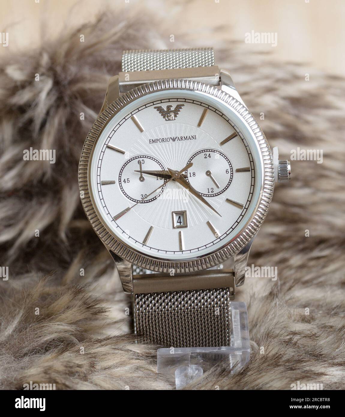 Hand wrist watch chronograph classic designer time clock Stock Photo ...