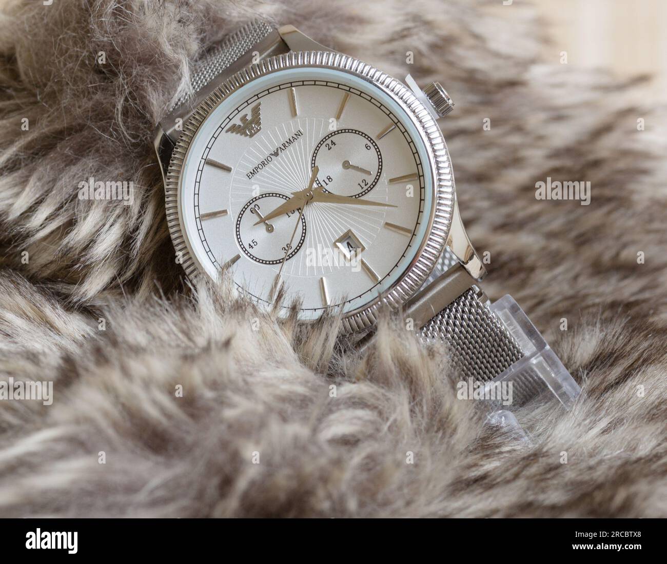 Hand wrist watch chronograph classic designer time clock Stock Photo ...