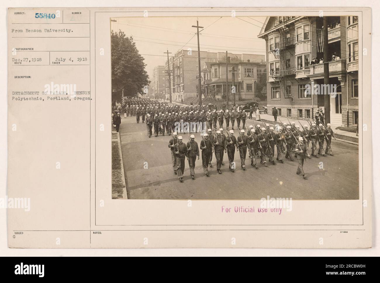 Detachment from Benson Polytechnic in Portland, Oregon, pictured on ...