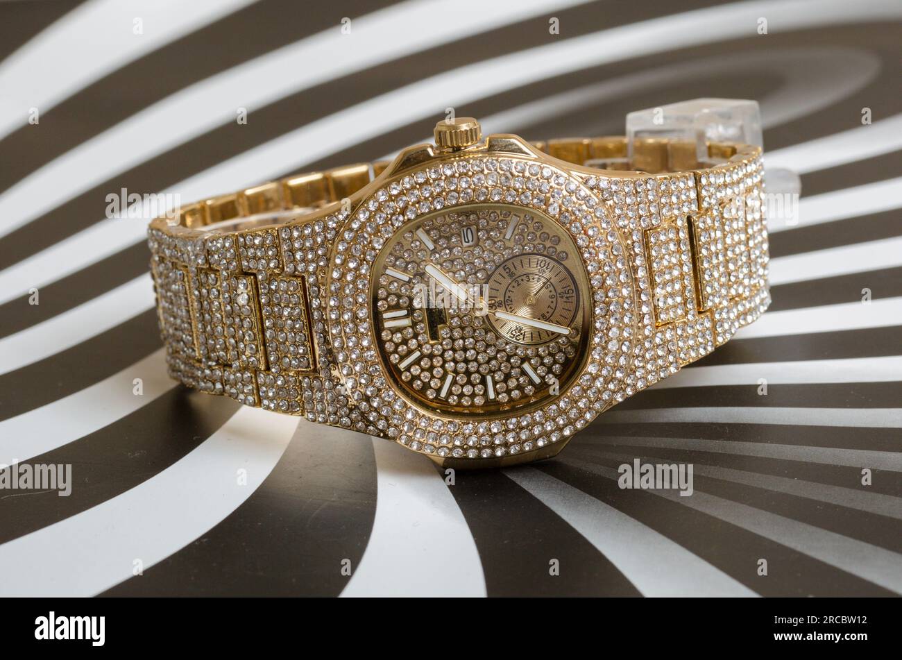 Hand wrist watch chronograph classic designer time clock Stock Photo ...