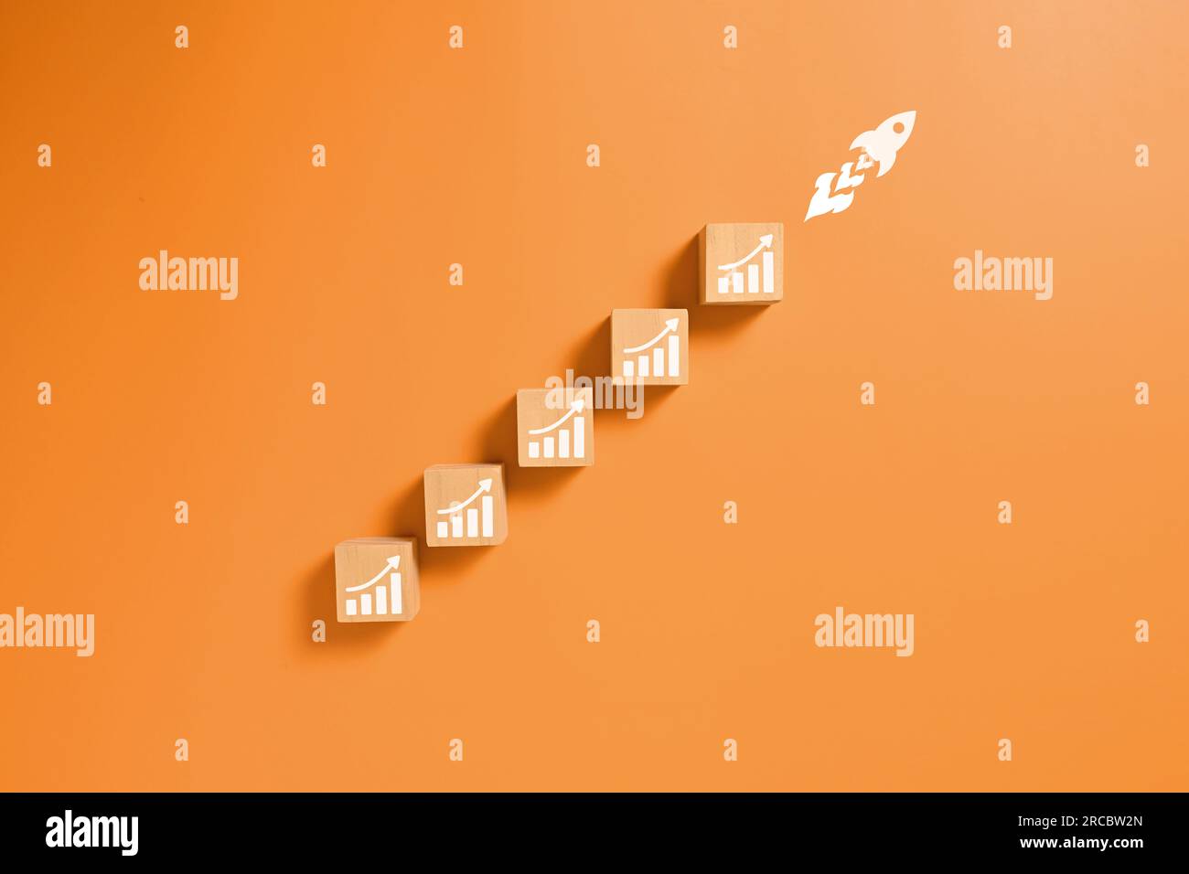 rocket icon on wooden on isolate background. rocket financial. rocket ...