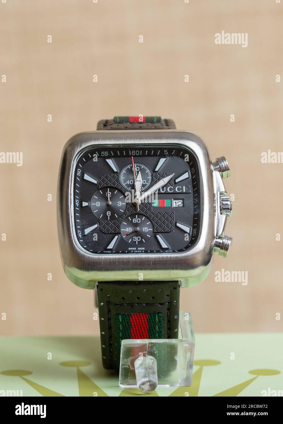 Hand wrist watch chronograph classic designer time clock Stock Photo ...