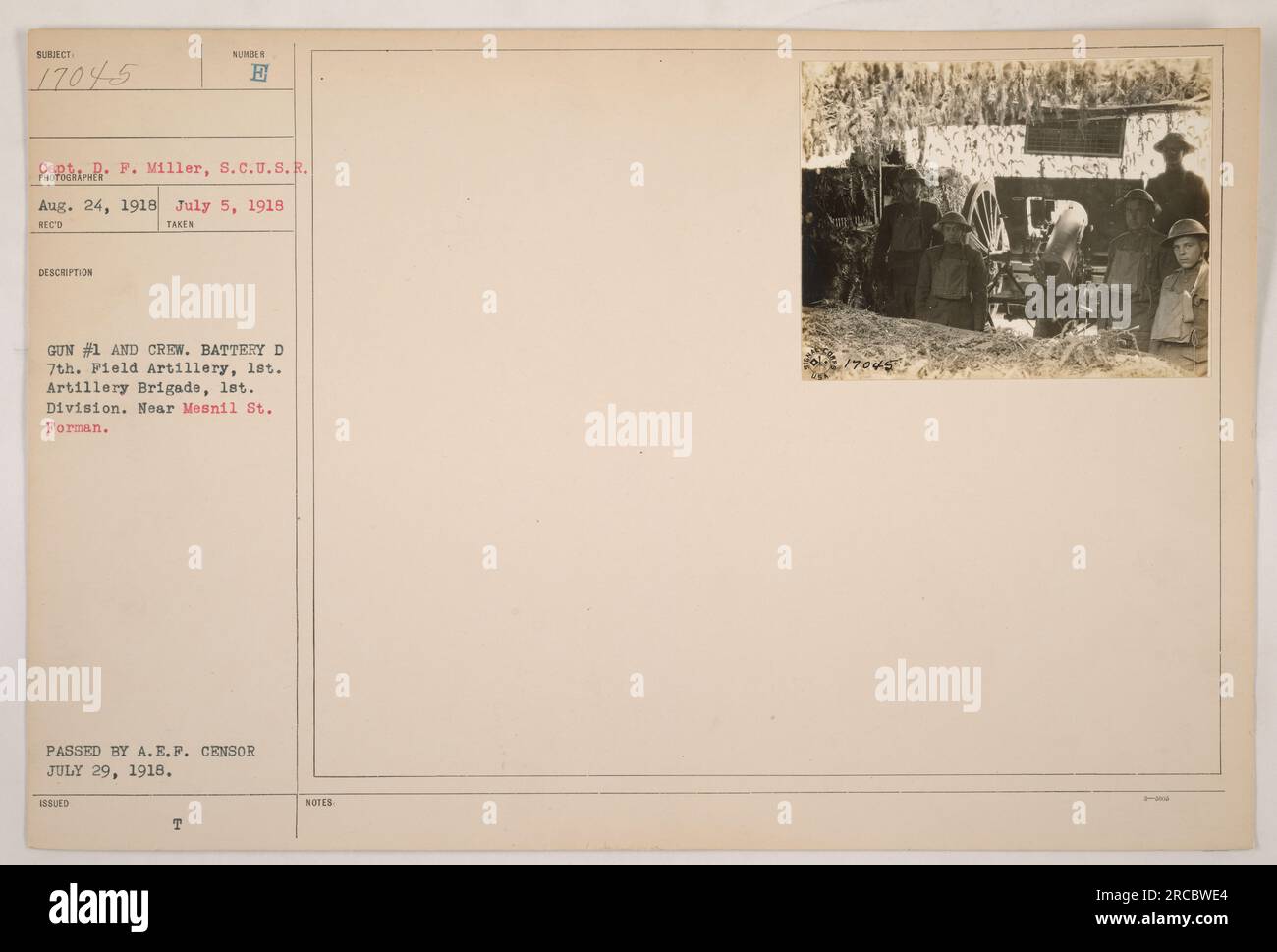 Image caption: CF. Miller, member of the S.C.U.S.R, photographed on ...